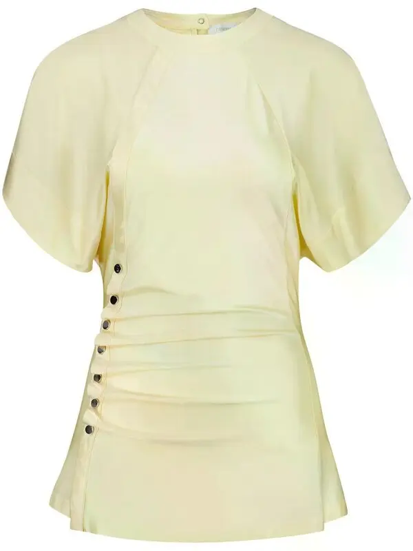 Rabanne Draped-detail Round-neck Blouse - Neutrals