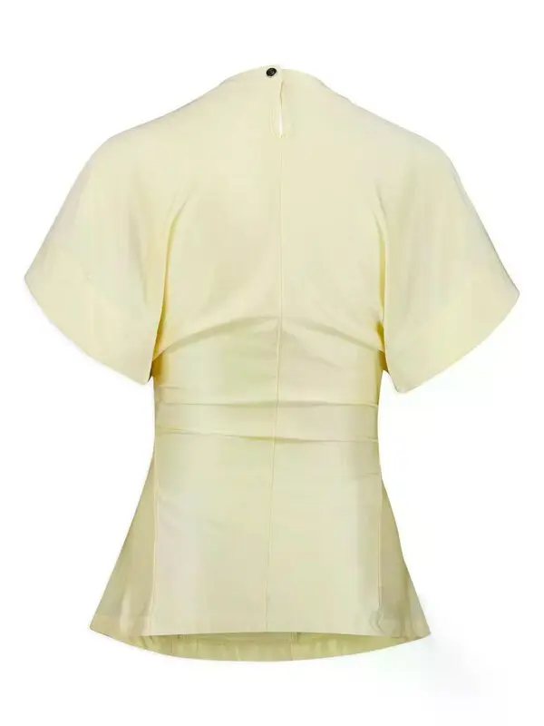 Rabanne Draped-detail Round-neck Blouse - Neutrals
