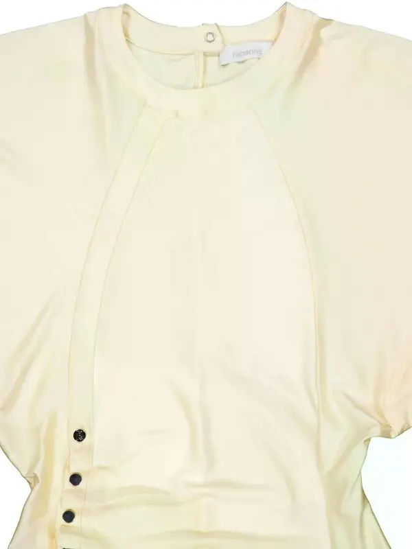 Rabanne Draped-detail Round-neck Blouse - Neutrals