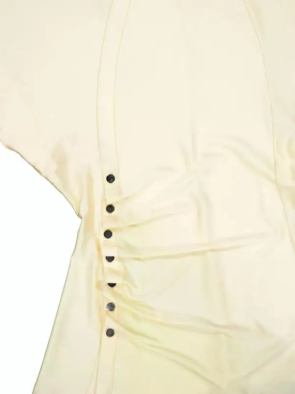 Rabanne Draped-detail Round-neck Blouse - Neutrals