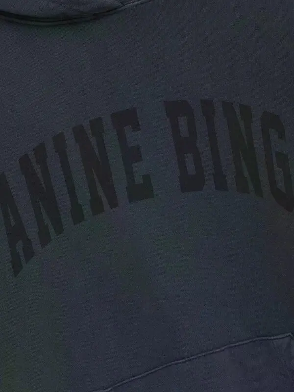 ANINE BING Harvey Logo-print Cotton Hoodie - Grey