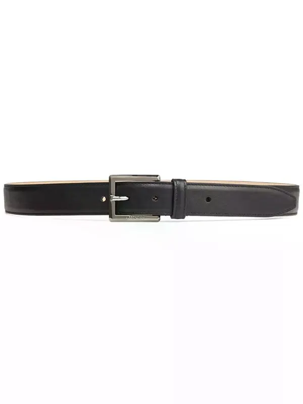 JIMMY CHOO Engraved Logo Leather Belt - Black
