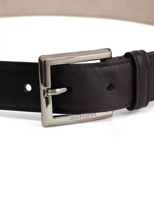 JIMMY CHOO Engraved Logo Leather Belt