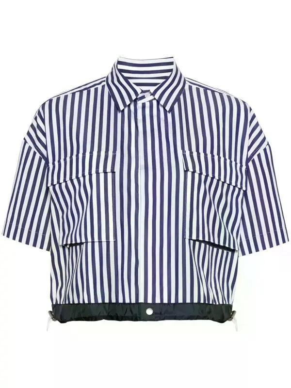 Sacai Striped Cotton Cropped Blouse