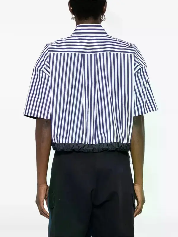 Sacai Striped Cotton Cropped Blouse