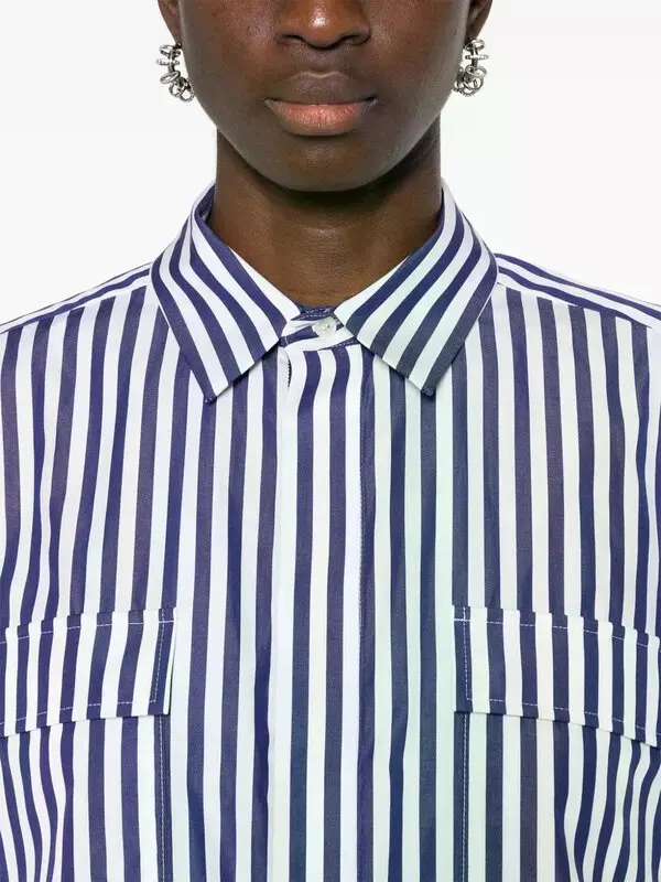 Sacai Striped Cotton Cropped Blouse