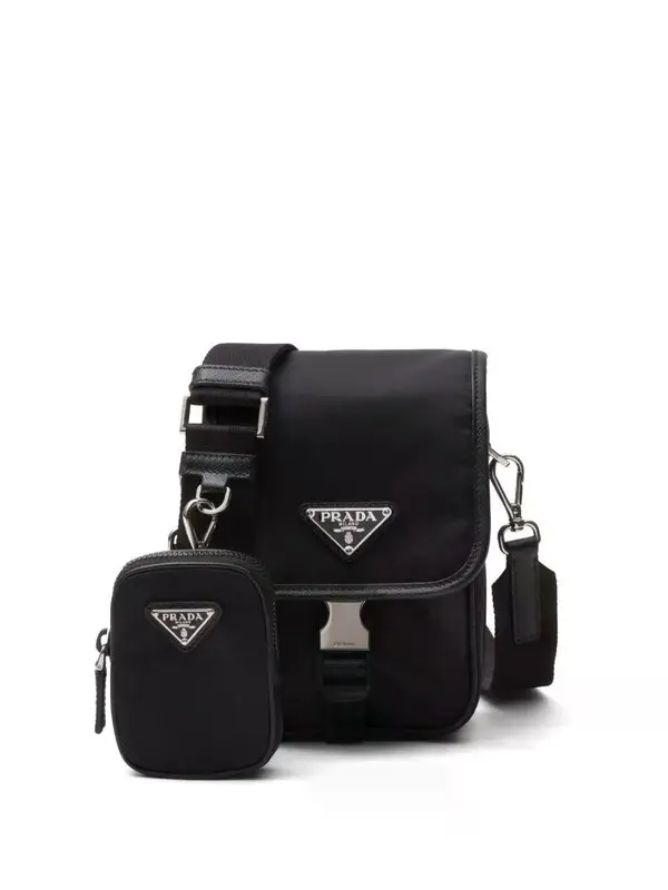 Prada Logo-plaque Messenger Bag - Black