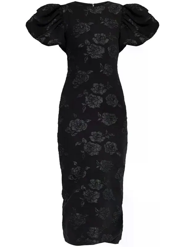 ROTATE BY BIRGER CHRISTENSEN Jacquard-pattern Midi Dress