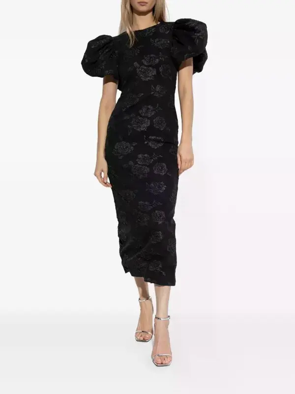 ROTATE BY BIRGER CHRISTENSEN Jacquard-pattern Midi Dress
