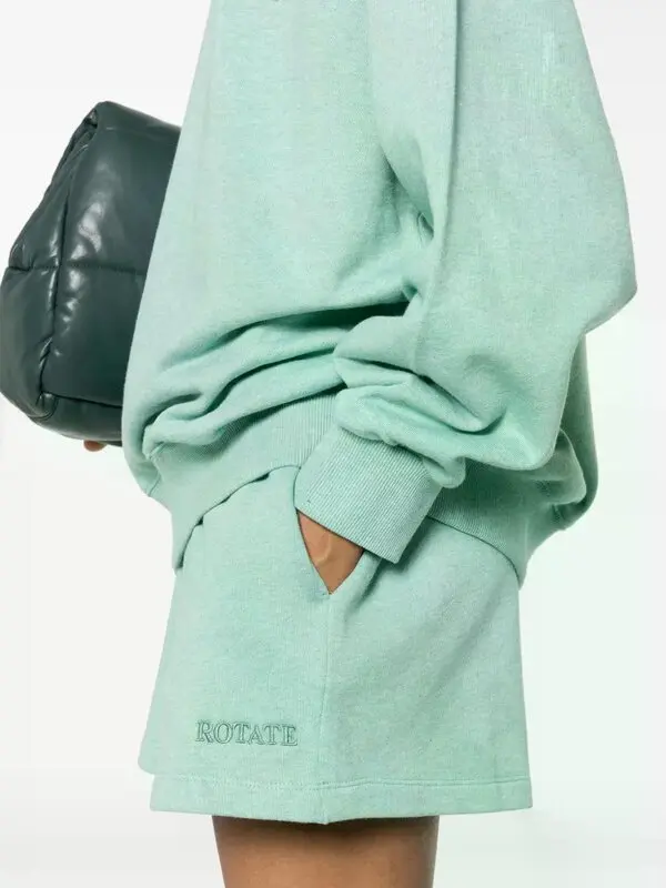 ROTATE BY BIRGER CHRISTENSEN Logo-embroidered Mélange Shorts