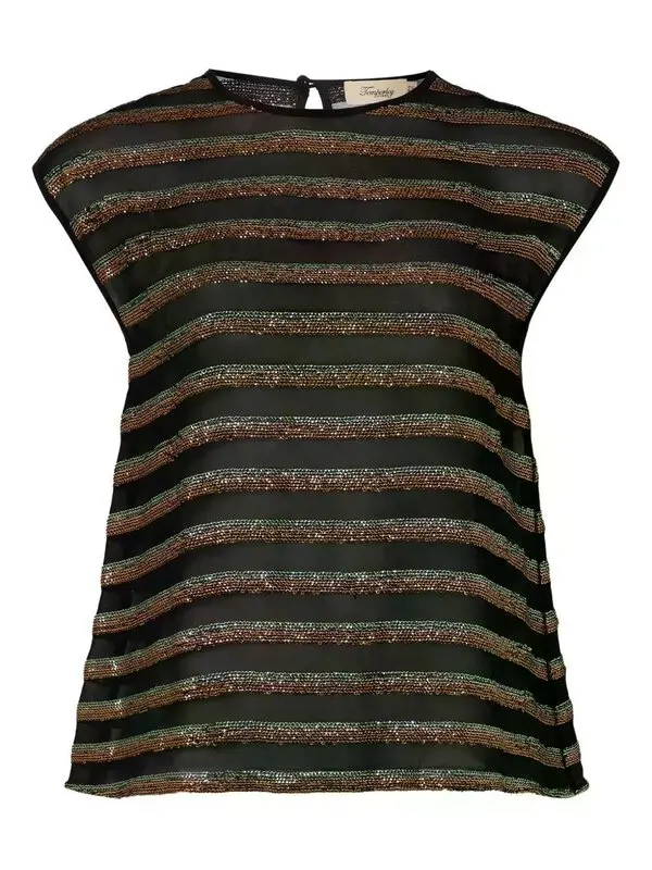 TEMPERLEY LONDON Selena Sequin Embellished Striped Top