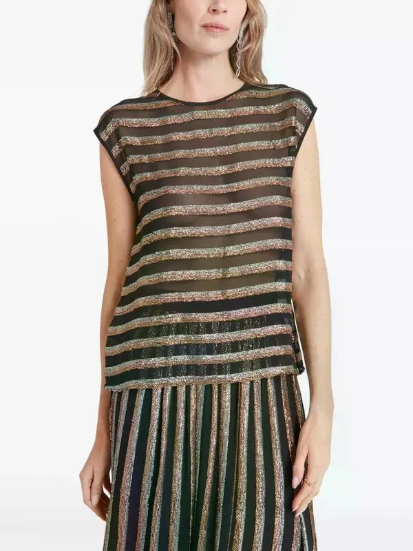 TEMPERLEY LONDON Selena Sequin Embellished Striped Top