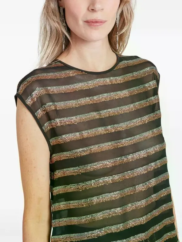 TEMPERLEY LONDON Selena Sequin Embellished Striped Top