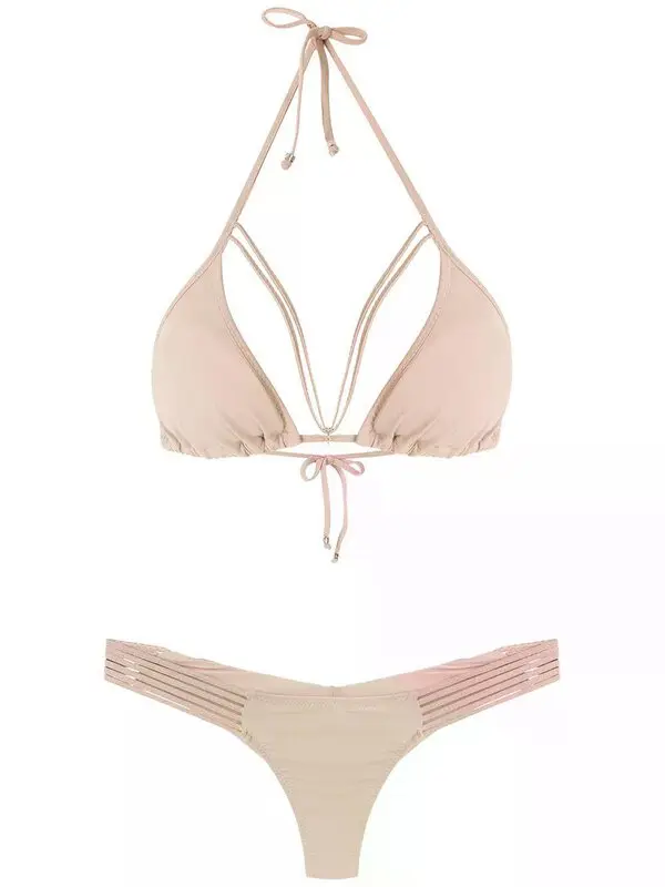 AMIR SLAMA Strappy Triangle Bikini Set - Neutrals