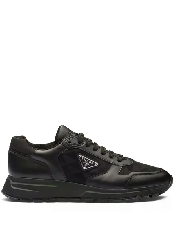 Prada Geometric-pattern Panelled Lace-up Sneakers