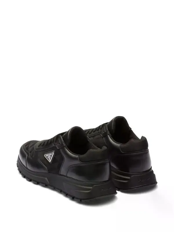 Prada Geometric-pattern Panelled Lace-up Sneakers