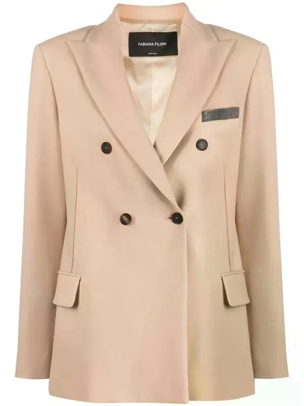Fabiana Filippi Double-breasted Virgin Wool-blend Blazer
