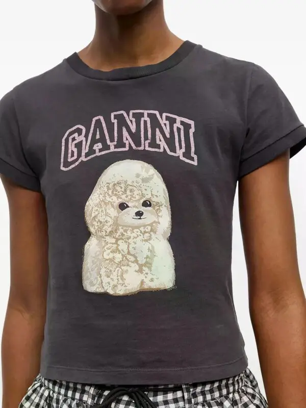 GANNI Organic Cotton Poodle Graphic T-shirt