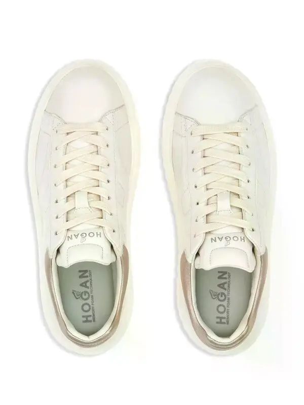 Hogan H-stripes Lace-up Leather Sneakers - Neutrals