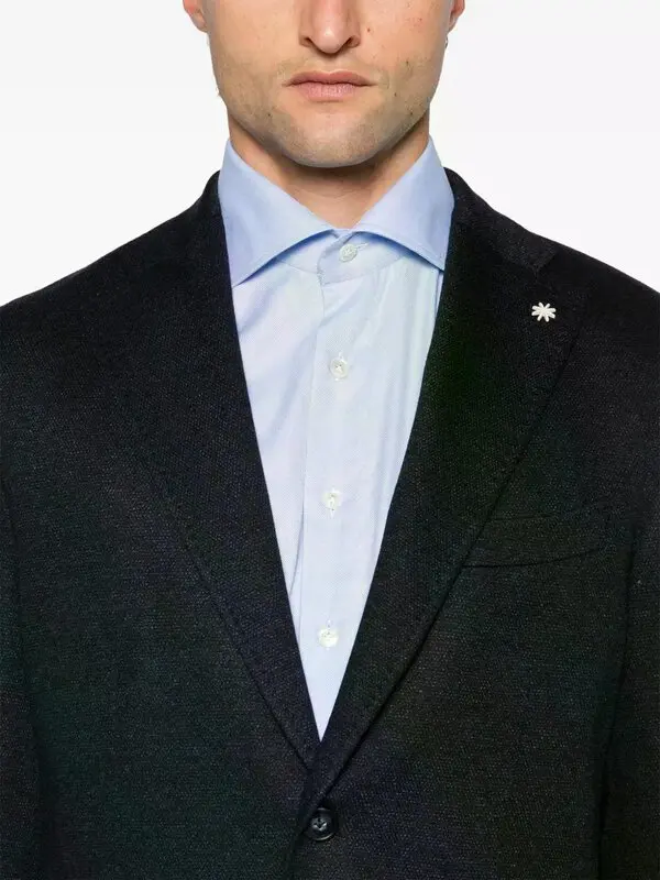 MANUEL RITZ Brooch-detail Blazer - Blue