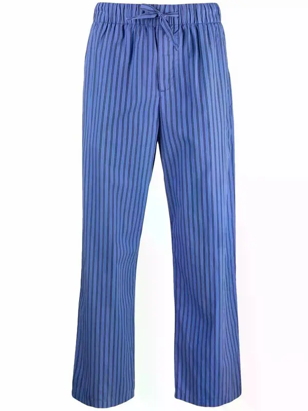 TEKLA Verneuil Stripe-pattern Pajama Trousers - Blue