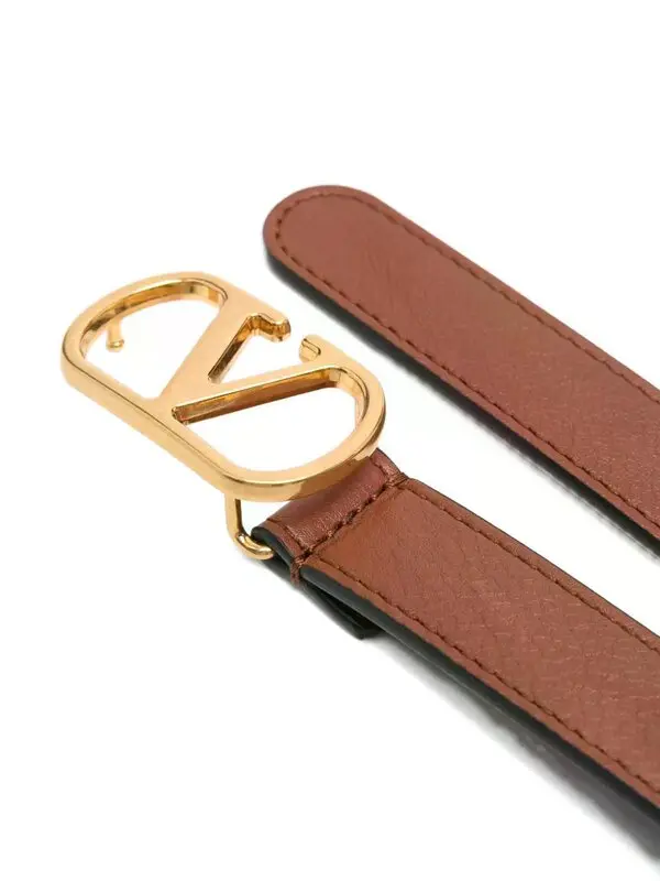 Valentino Garavani Vlogo Signature Belt In Shiny Calfskin - Brown