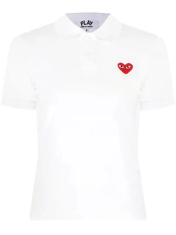 Play Comme Des Garcon Heart Logo-patch Polo Shirt - White