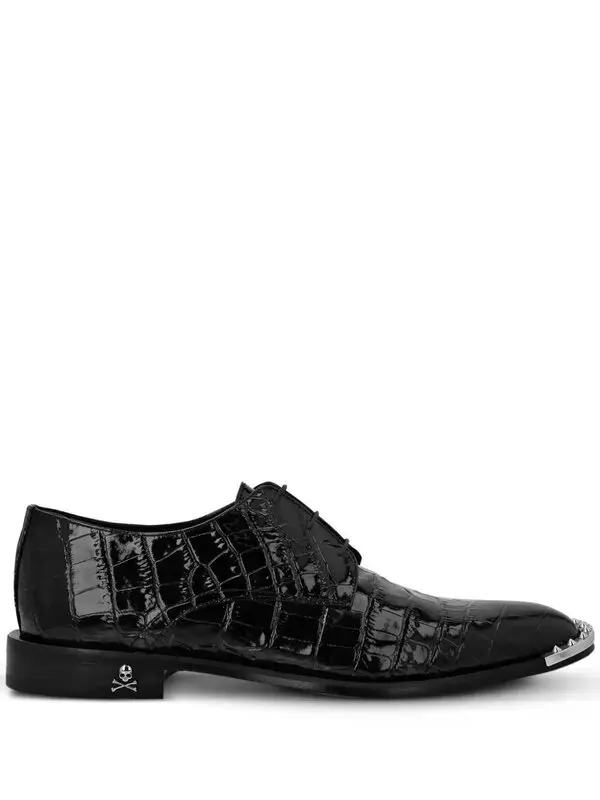 Philipp Plein Crocodile-embossed Leather Derby Shoes