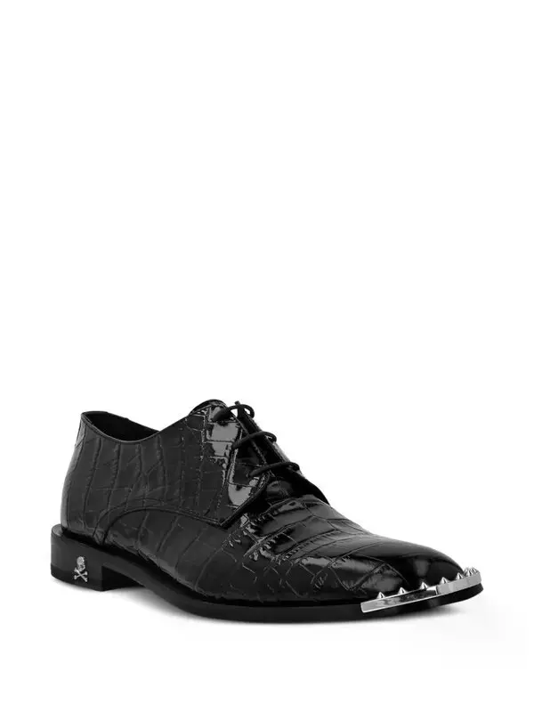Philipp Plein Crocodile-embossed Leather Derby Shoes
