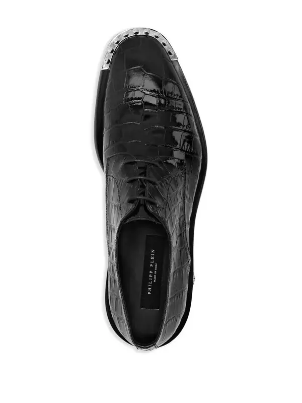 Philipp Plein Crocodile-embossed Leather Derby Shoes