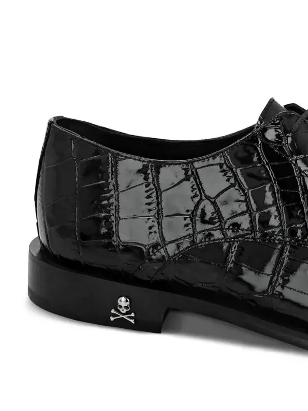 Philipp Plein Crocodile-embossed Leather Derby Shoes