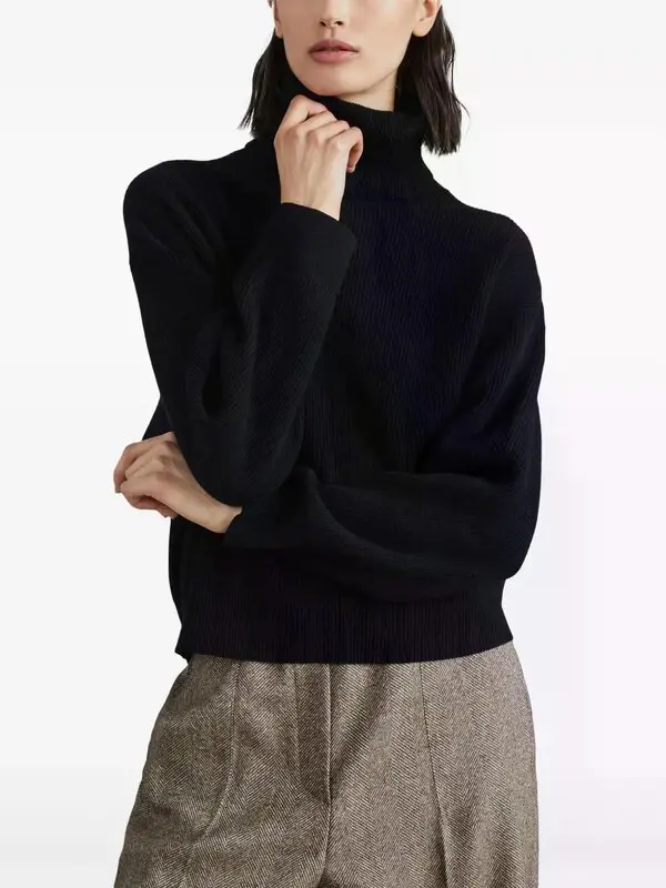 Brunello Cucinelli Roll-neck Ribbed Jumper - Black