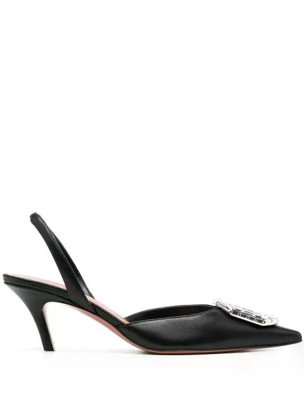 Amina Muaddi 60mm Camelia Slingback Pumps - Black