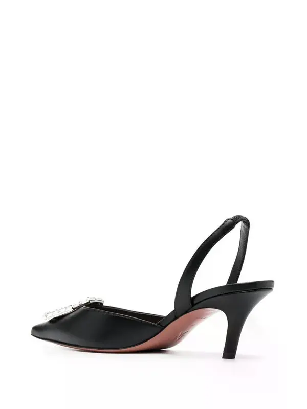 Amina Muaddi 60mm Camelia Slingback Pumps - Black