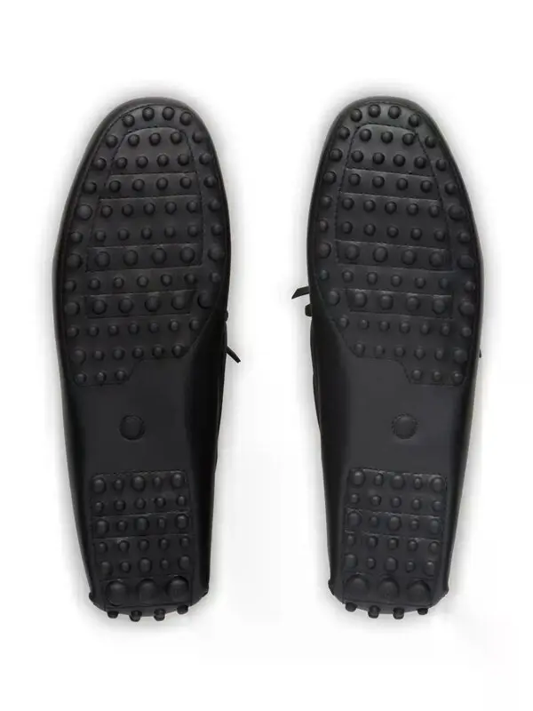 Car Shoe Lace-up Leather Boat Shoes - Black