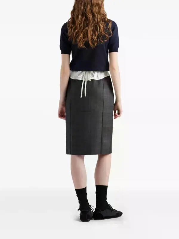 Prada Wool Check Pattern Skirt - Grey