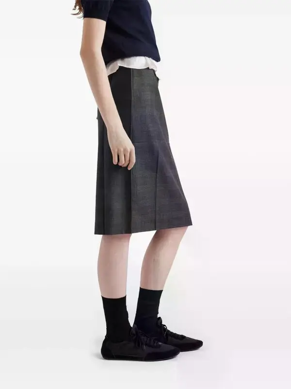Prada Wool Check Pattern Skirt - Grey