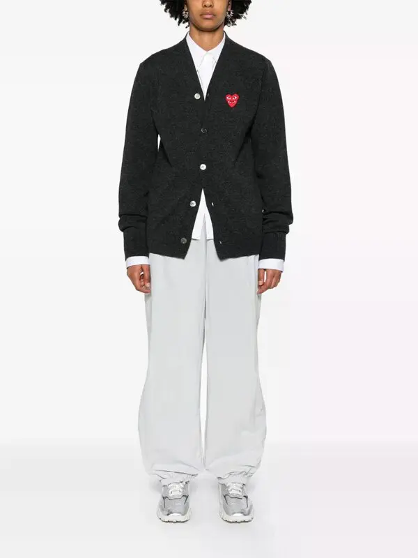 Play Comme Des Garcon Heart-patch Wool Cardigan