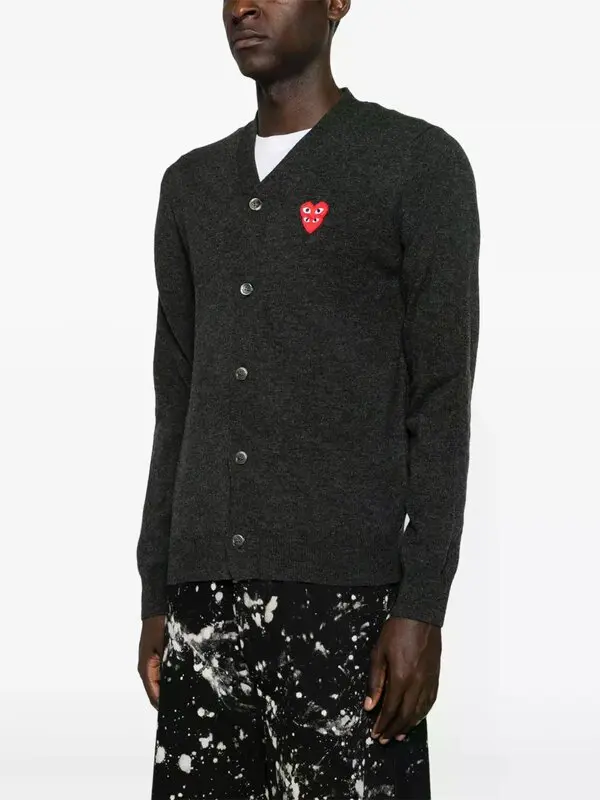 Play Comme Des Garcon Heart-patch Wool Cardigan