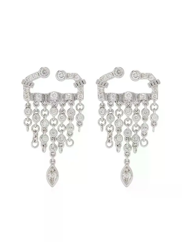 Yvonne Léon 18kt White Gold Diamond Drop Earrings - Silver