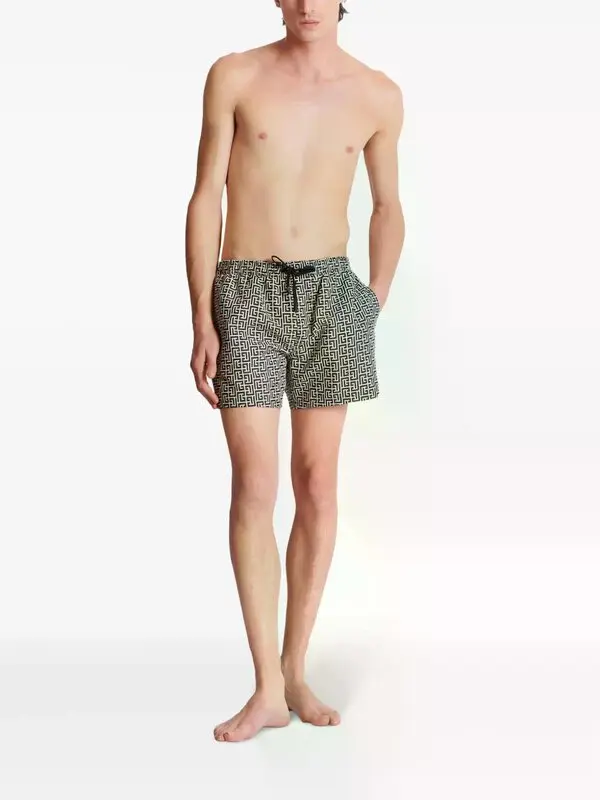 Balmain Pb Labyrinth-print Swim Shorts