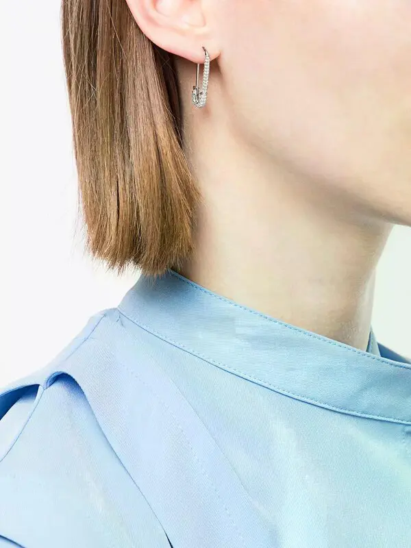 ANITA KO Safety Pin Diamond Earring - Silver