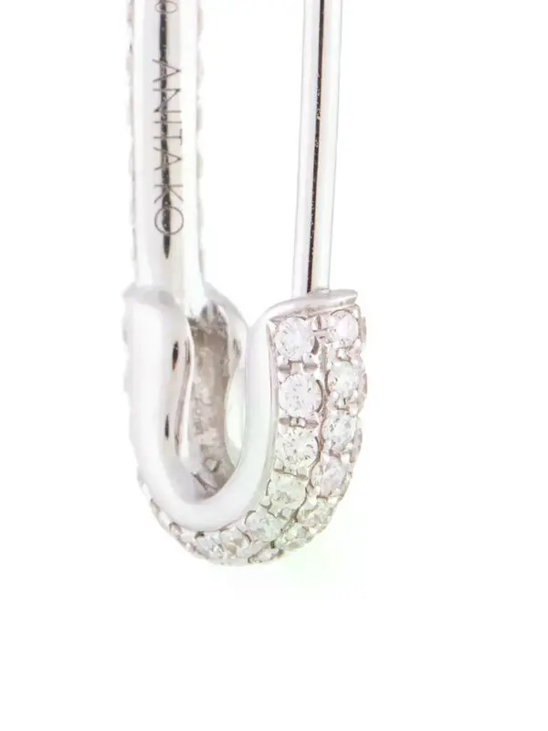 ANITA KO Safety Pin Diamond Earring - Silver
