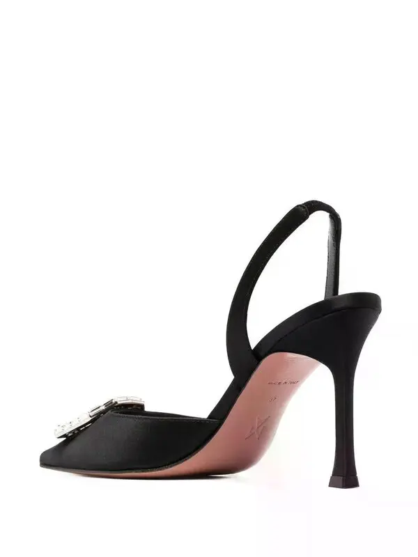 Amina Muaddi 90mm Camelia Slingback Pumps - Black