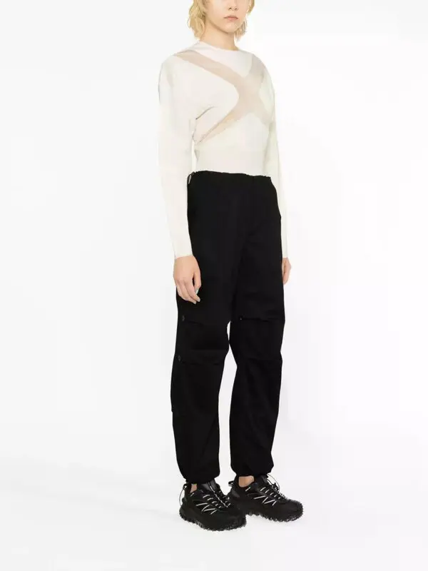 GENNY Sheer-paneling Cotton T-shirt