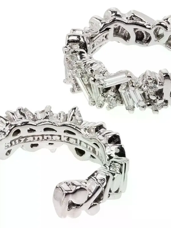 SUZANNE KALAN 18kt White Classic Icon Mini Diamond Hoop Earrings