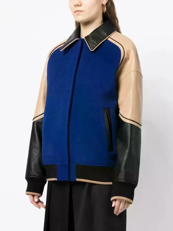 Goen.j Faux-leather Trim Wool Jacket
