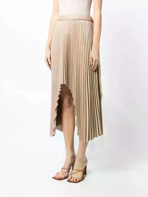 Rokh Arch Pleated Midi Skirt - Brown