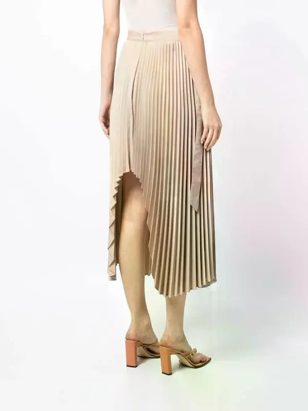 Rokh Arch Pleated Midi Skirt - Brown