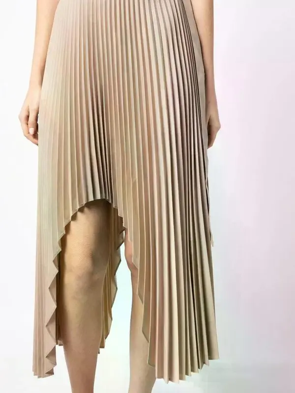 Rokh Arch Pleated Midi Skirt - Brown